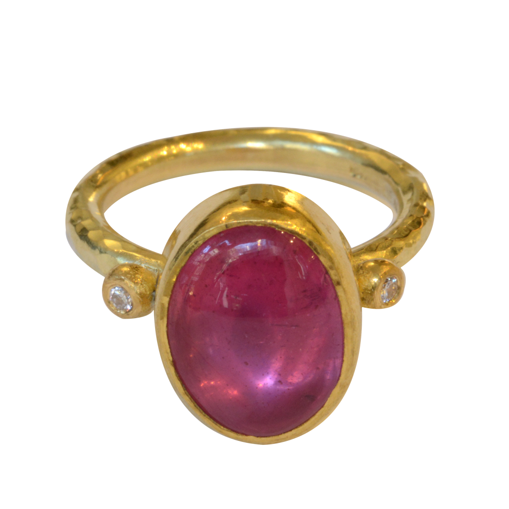 Robijn ring met 2 diamanten - BLGK Edelsmeden - Amsterdam